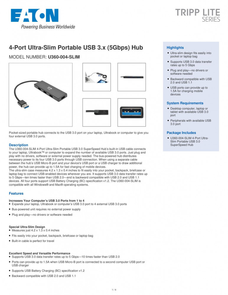 U360-004-SLIM product document image 1