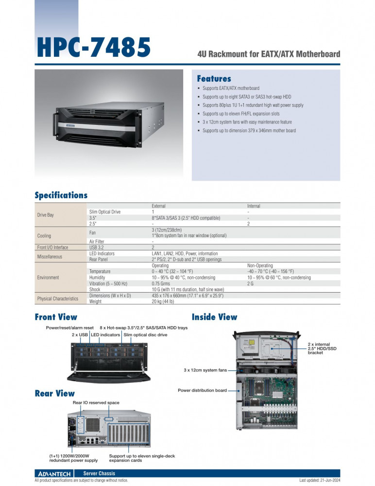 ADVANTECH HPC-7485 product document page 1
