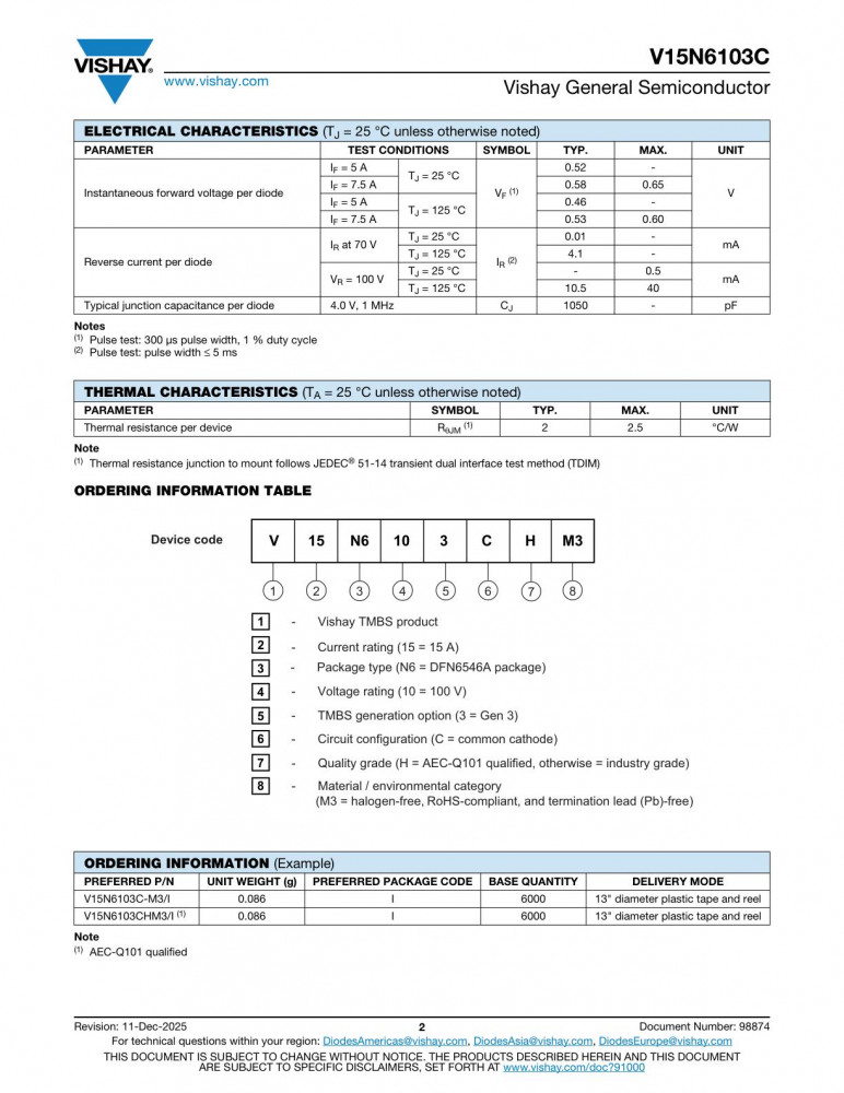 V15N6103C datasheet page 2