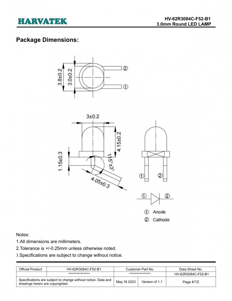 HV-62R3084C-F52-B1 datasheet page 4