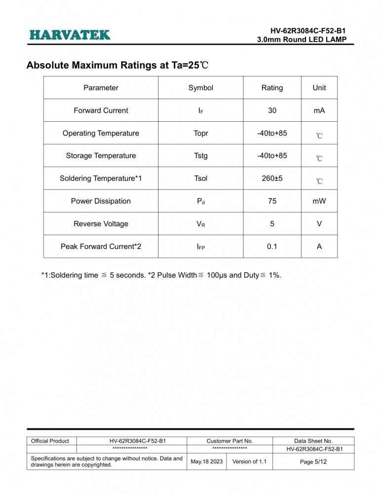 HV-62R3084C-F52-B1 datasheet page 5