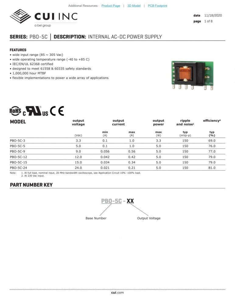 PBO-5C-15 datasheet page 1