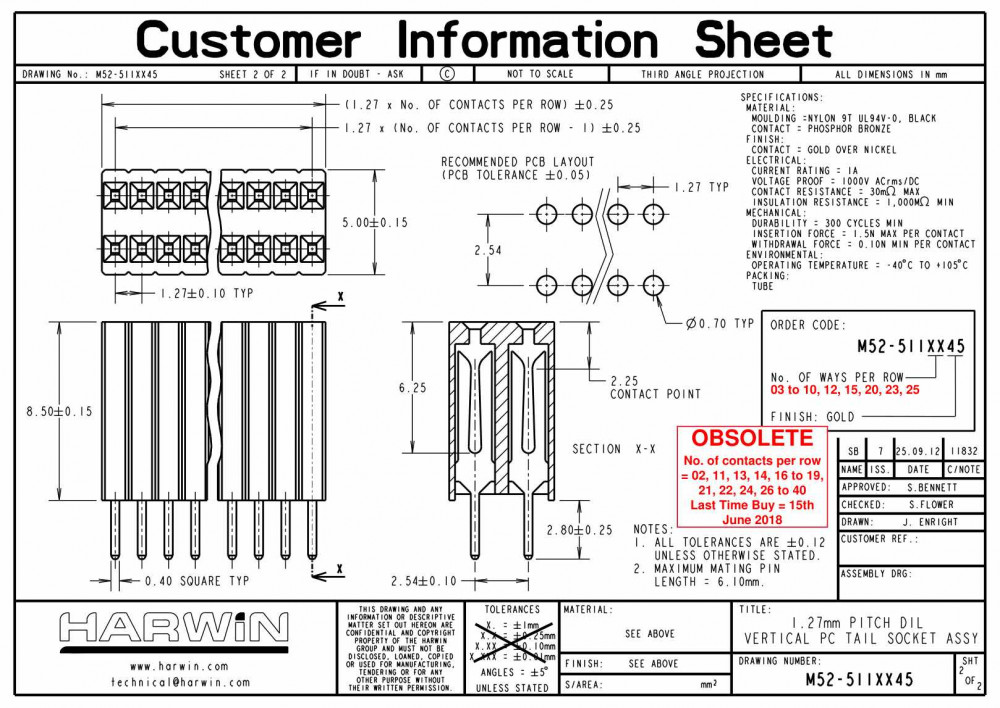Harwin M52-5112545 technical document preview