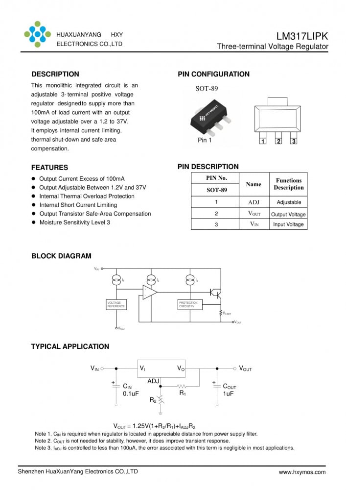 LM317LIPK-HXY datasheet page 1