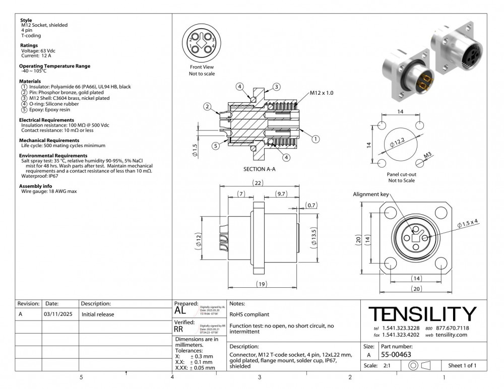 Tensility International 55-00463 product drawing