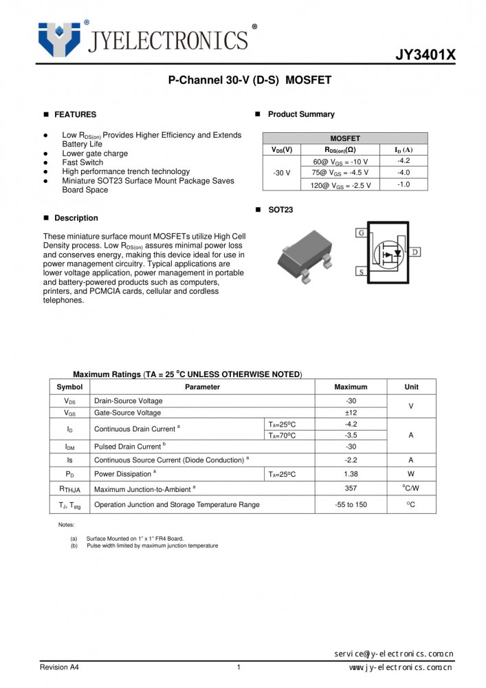 JY3401X datasheet page 1
