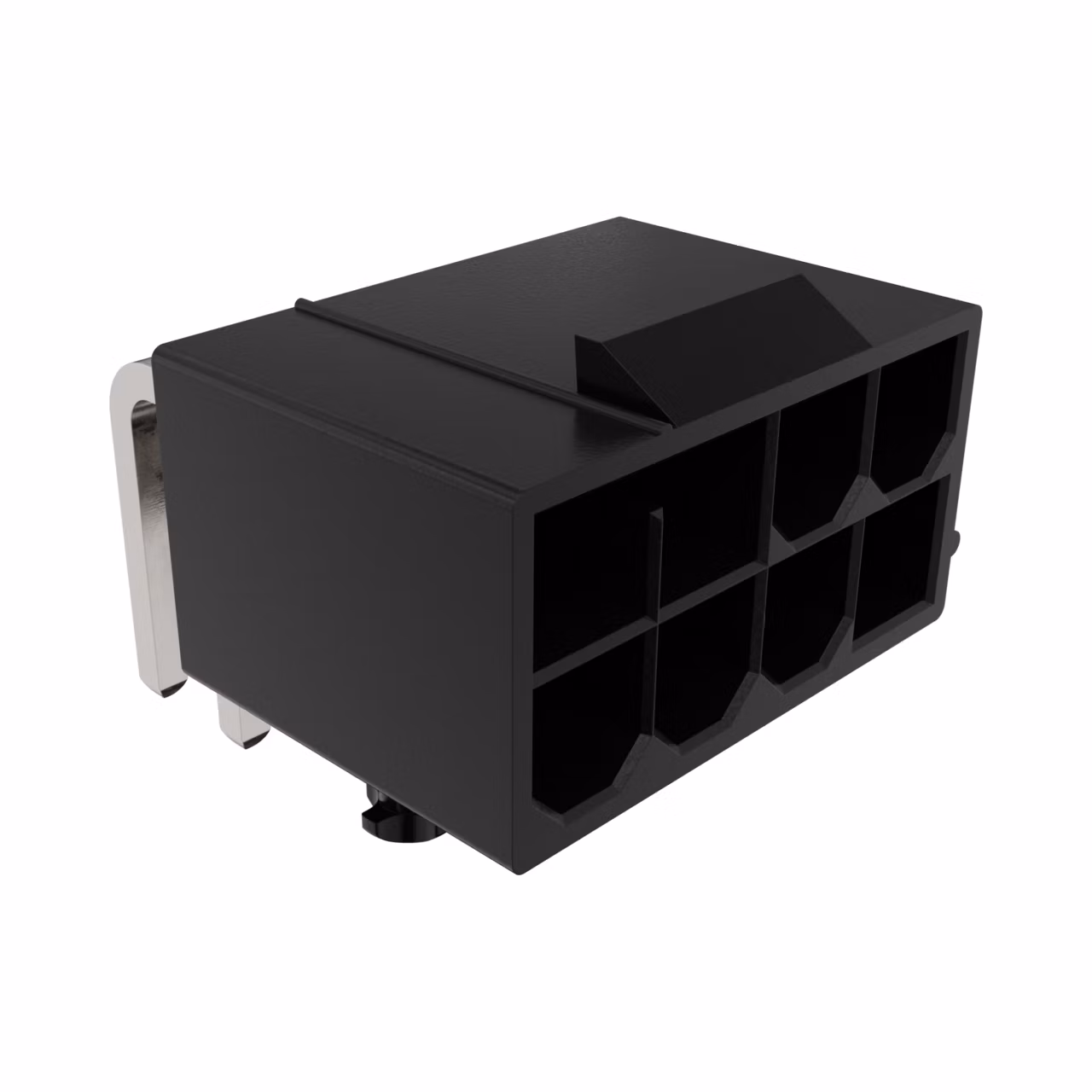 Mini-Fit Jr. Header, Dual Row, Right-Angle, Third Generation Polarization Type for PCIe Applications, 8 Circuits, LCP UL 94V-0, 2.54µm Matte Tin Plating, Black, Tray for sale