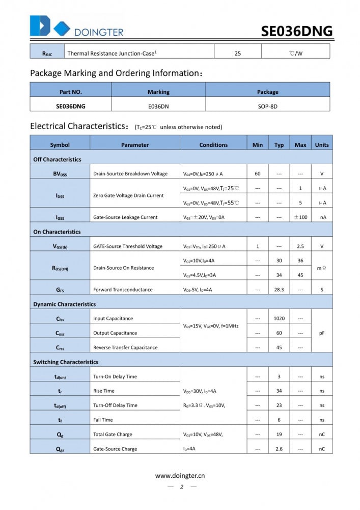 SE036DNG datasheet page 2