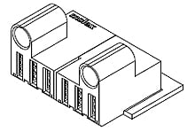 EXTreme Ten60Power Right-Angle Receptacle with Side Guides, 15 Signal Circuits, 7 DC Power Circuits with 3 Voids