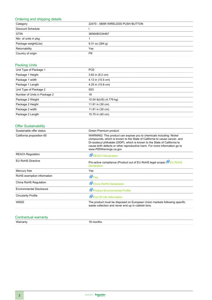 XB5RMB03 technical document page 2