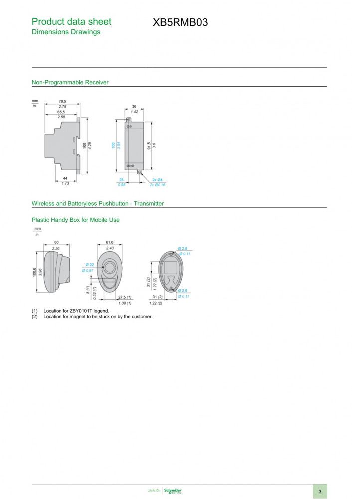 XB5RMB03 technical document page 3