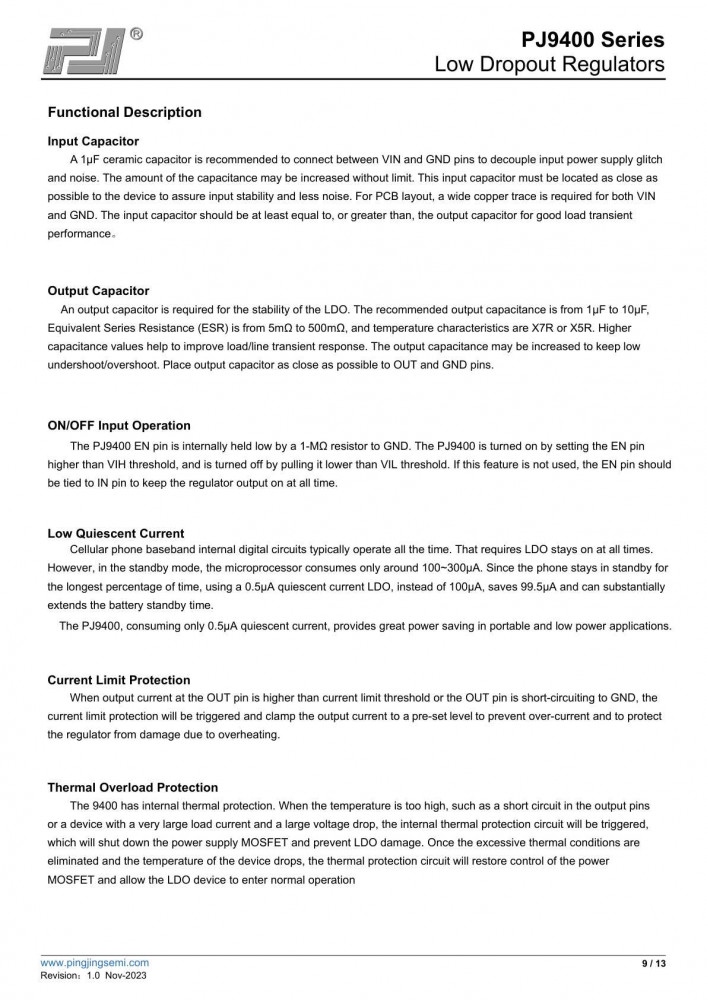 PJ9400 datasheet page 9