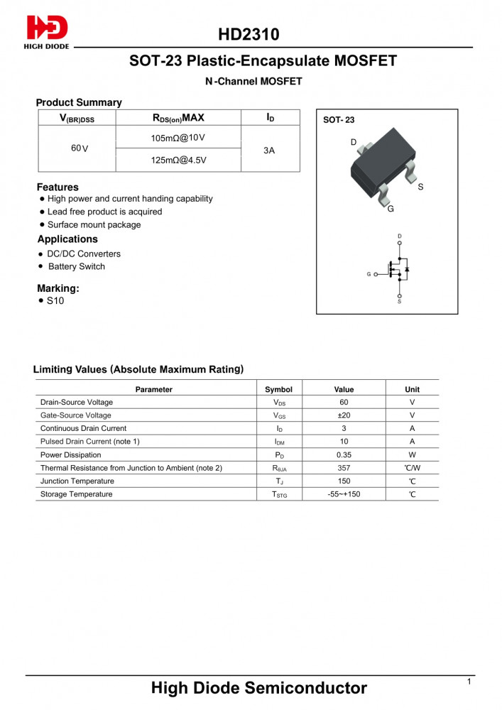 HD2310 datasheet page 1