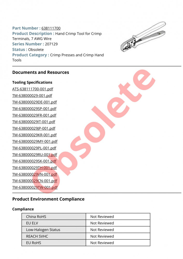 Tooling document preview, page 1