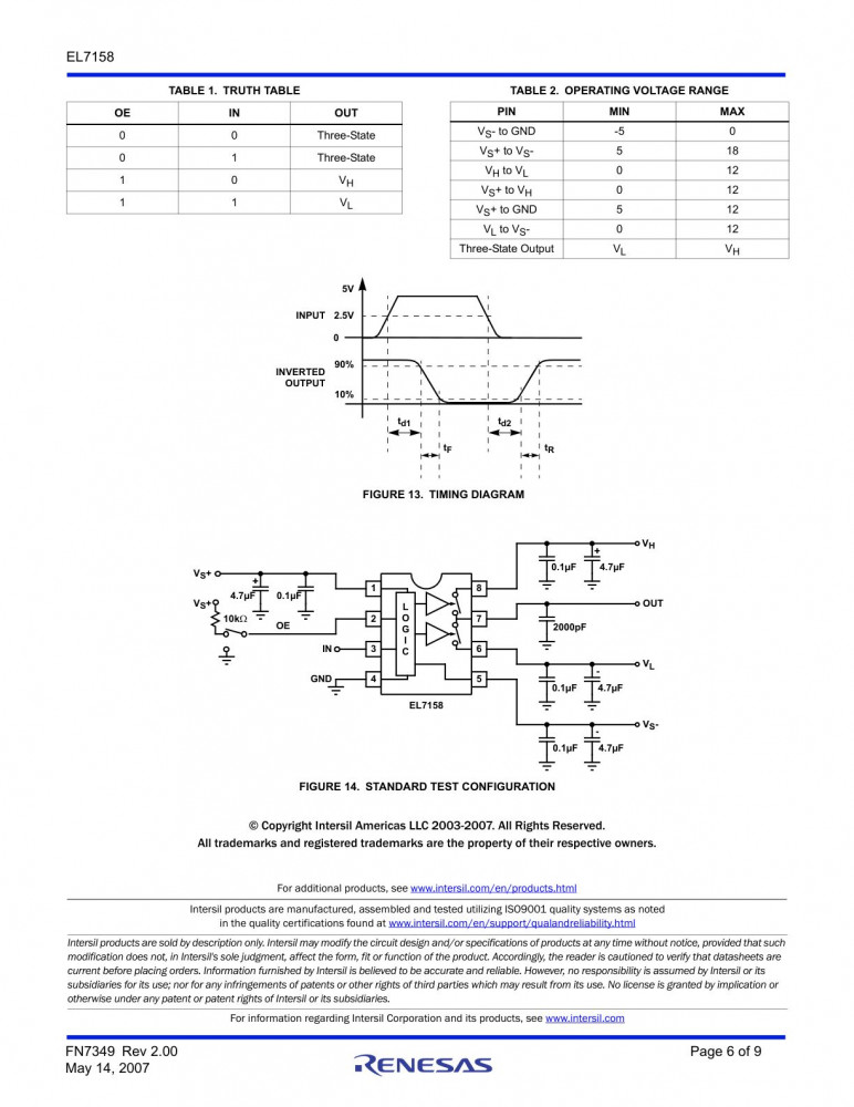 EL7158 datasheet page 6