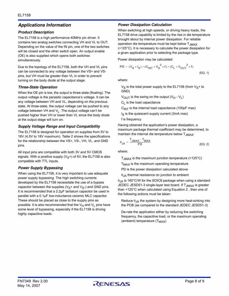 EL7158 datasheet page 8