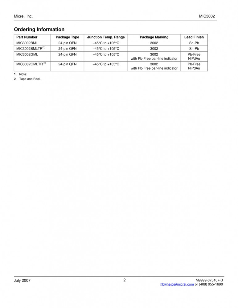 MIC3002GML TR datasheet page 2