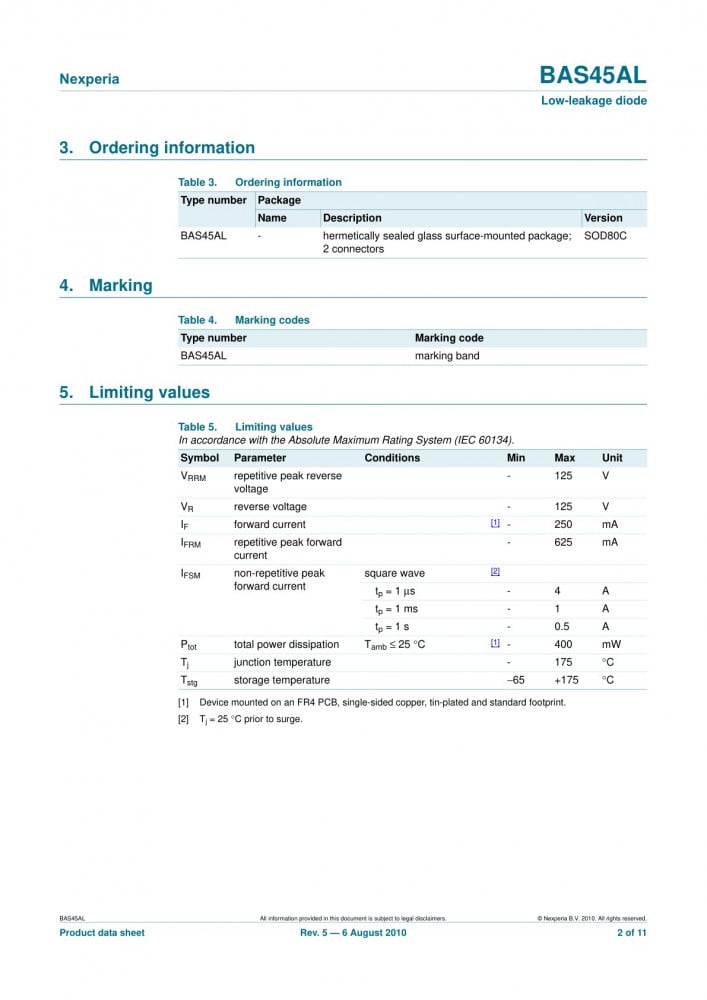 BAS45AL datasheet page 2