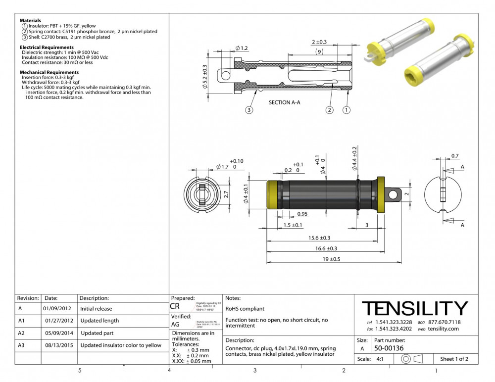 Tensility 50-00136 technical drawing, page 1