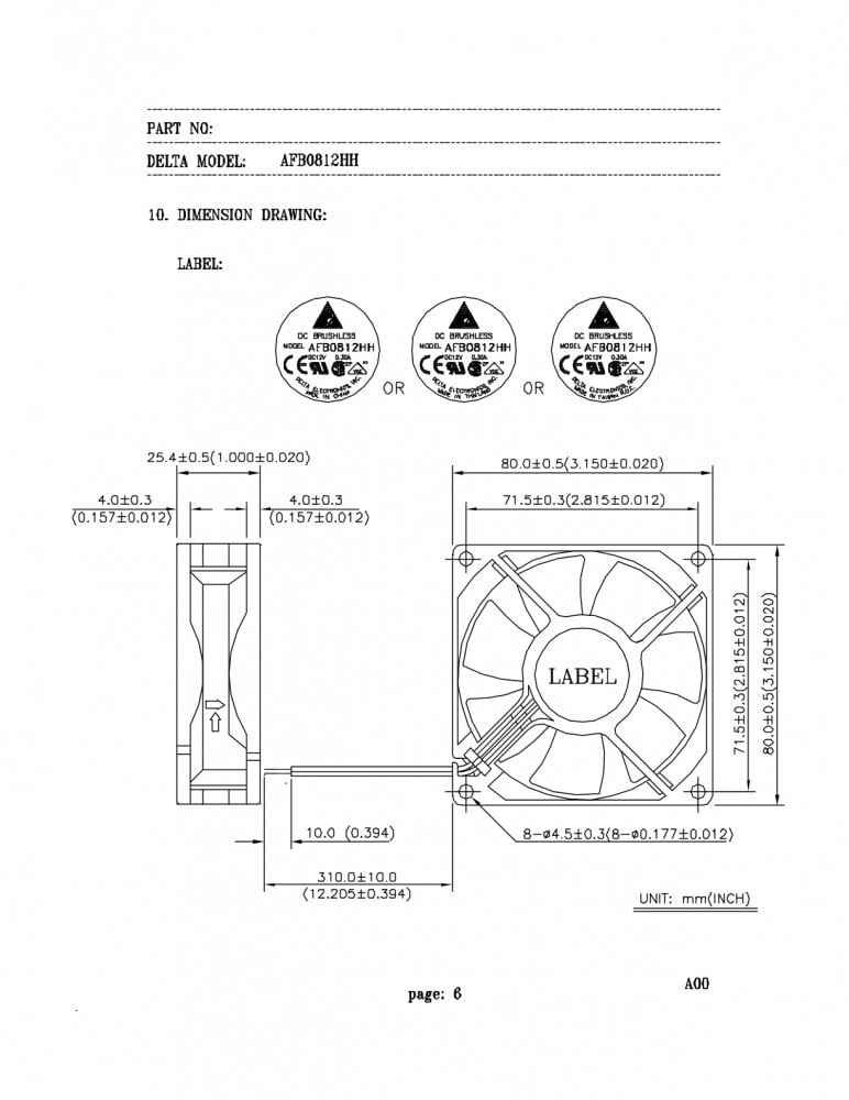 AFB0812HH dimension drawing
