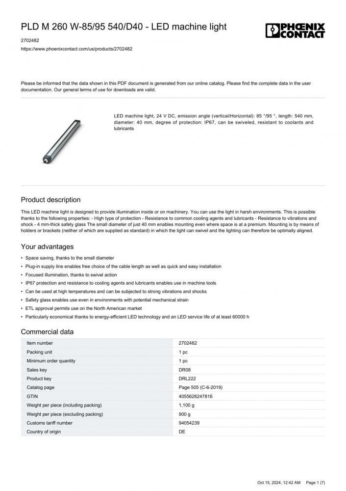 Phoenix Contact 2702482 technical document page 1