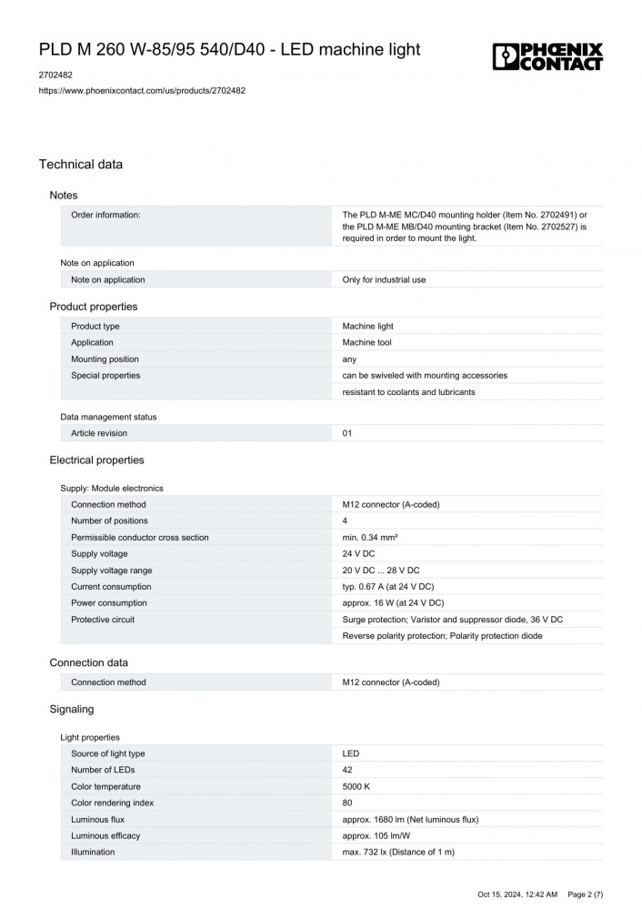 Phoenix Contact 2702482 technical document page 2