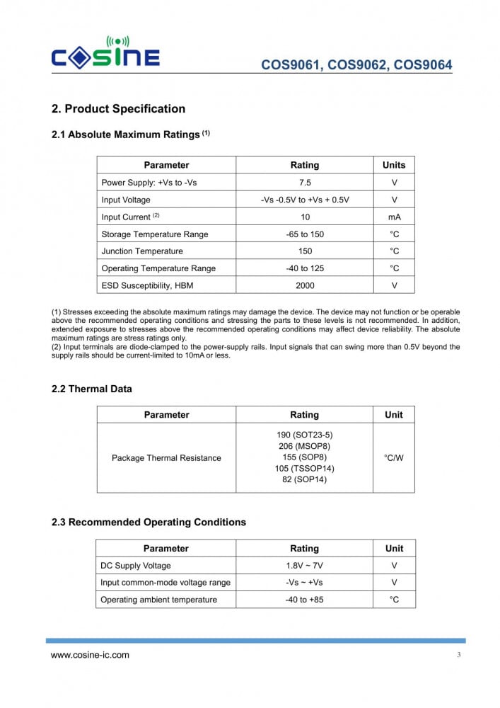COS9062S datasheet page 3