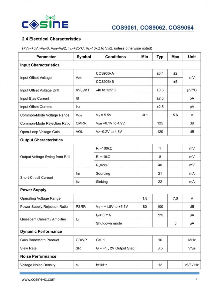 COS9062S datasheet page 4