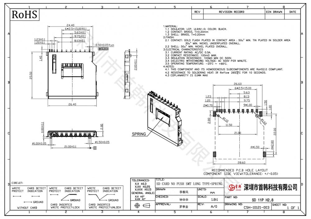 SD 11P H2.8 specification page 1