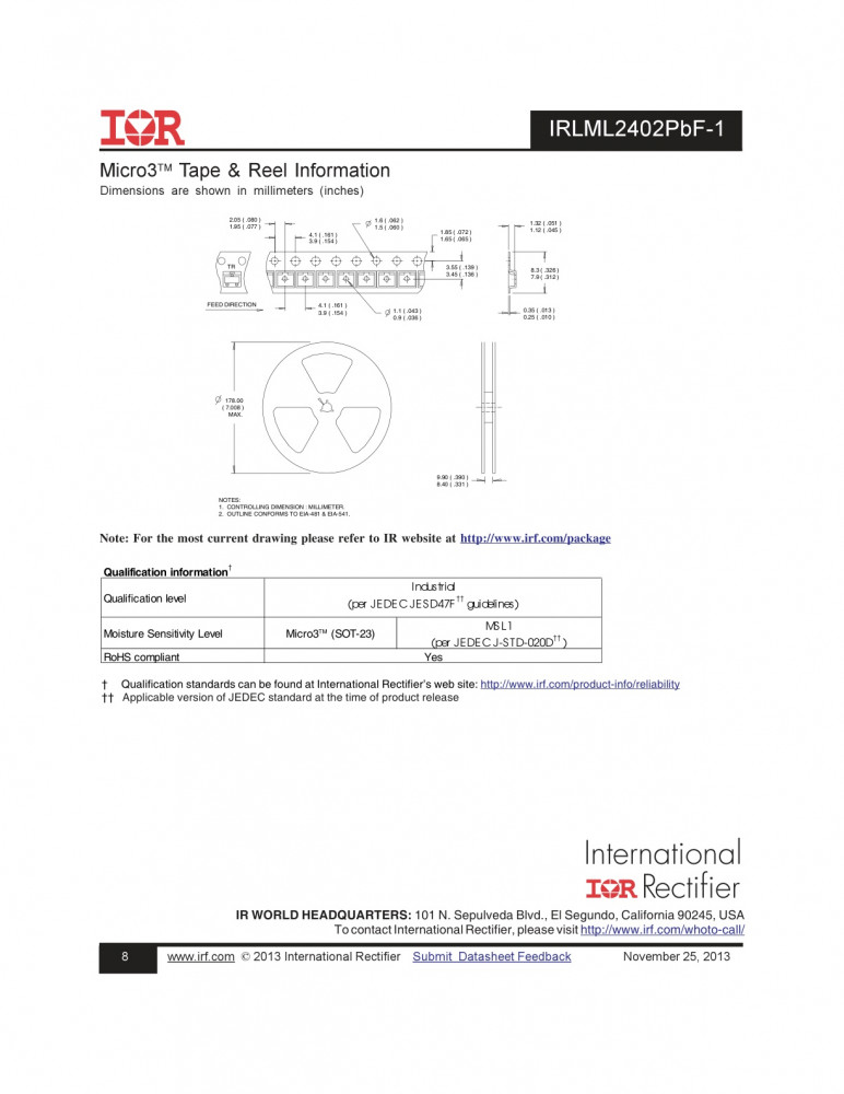 IRLML2402TRPBF datasheet page 8