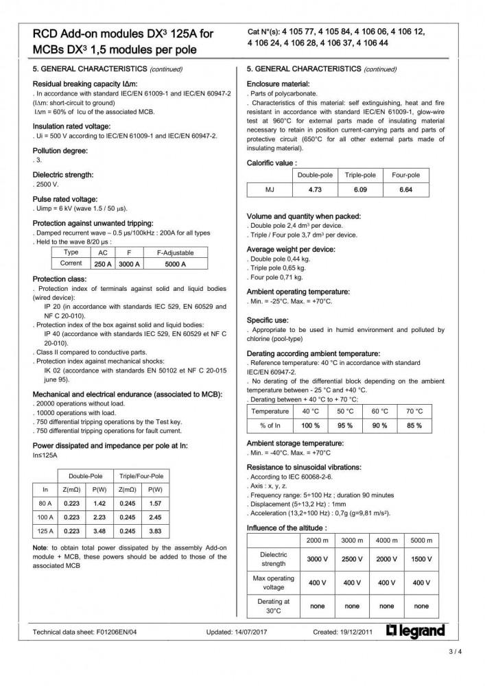 Legrand DX³ RCD add-on module technical document, page 3