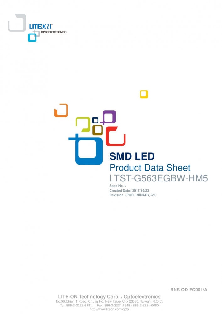 LTST-G563EGBW-HM5 datasheet page 1