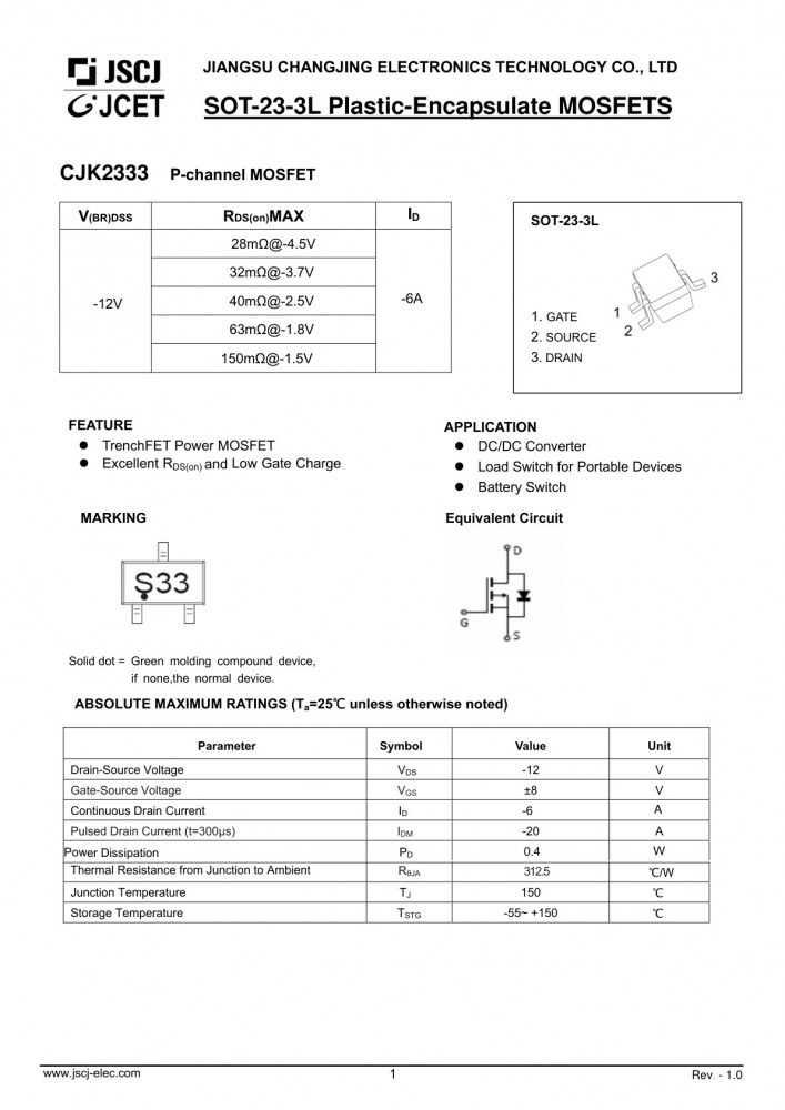 CJK2333 datasheet page 1