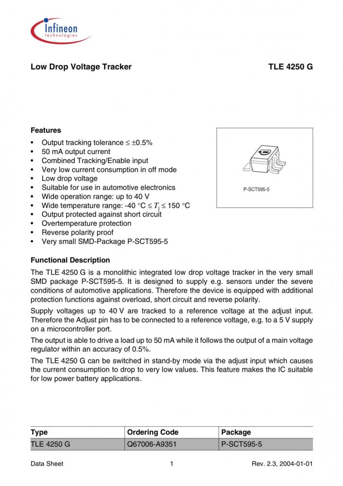 TLE4250G datasheet page 1
