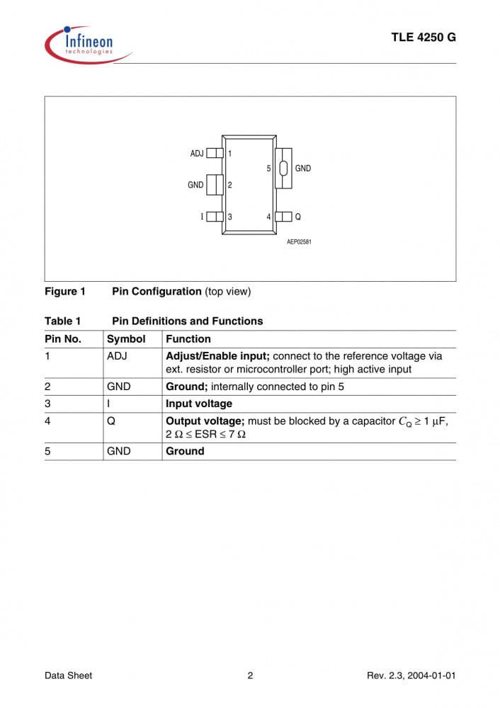 TLE4250G datasheet page 2