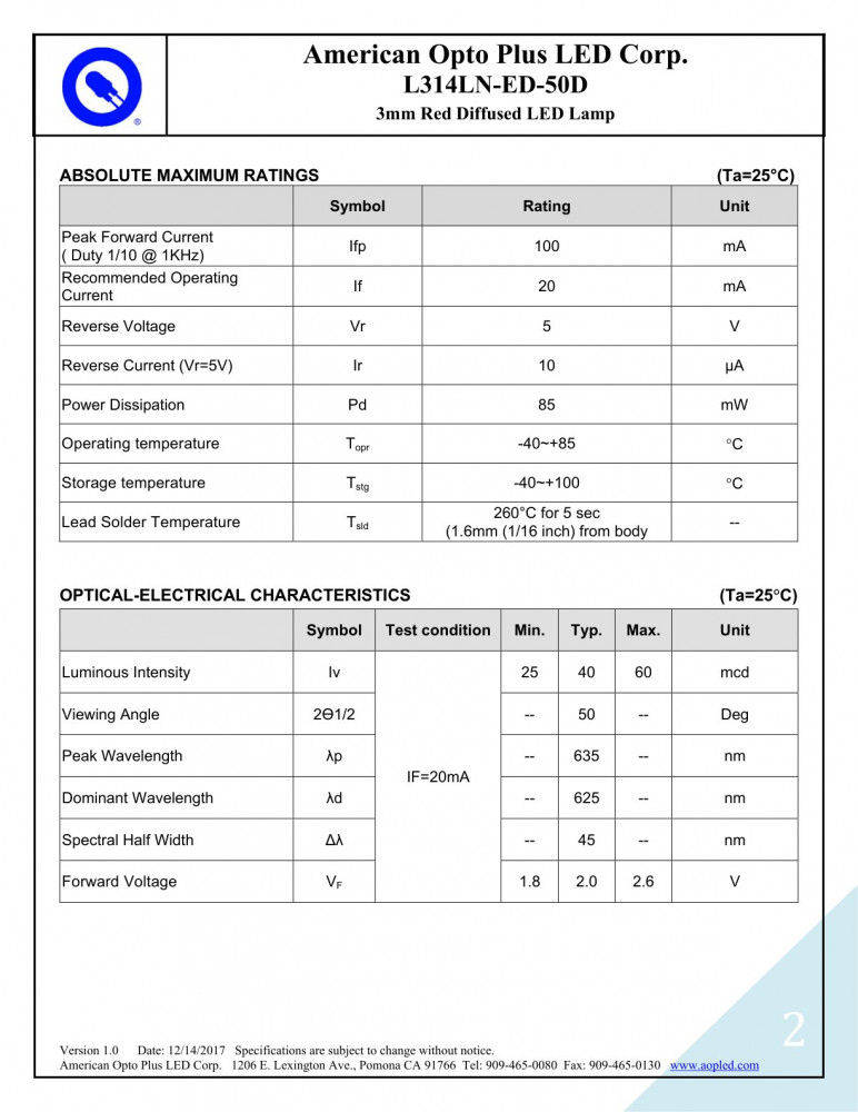 L314LN-ED-50D datasheet page 2