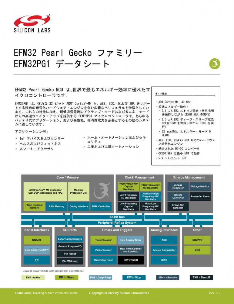 EFM32PG1 datasheet page 1