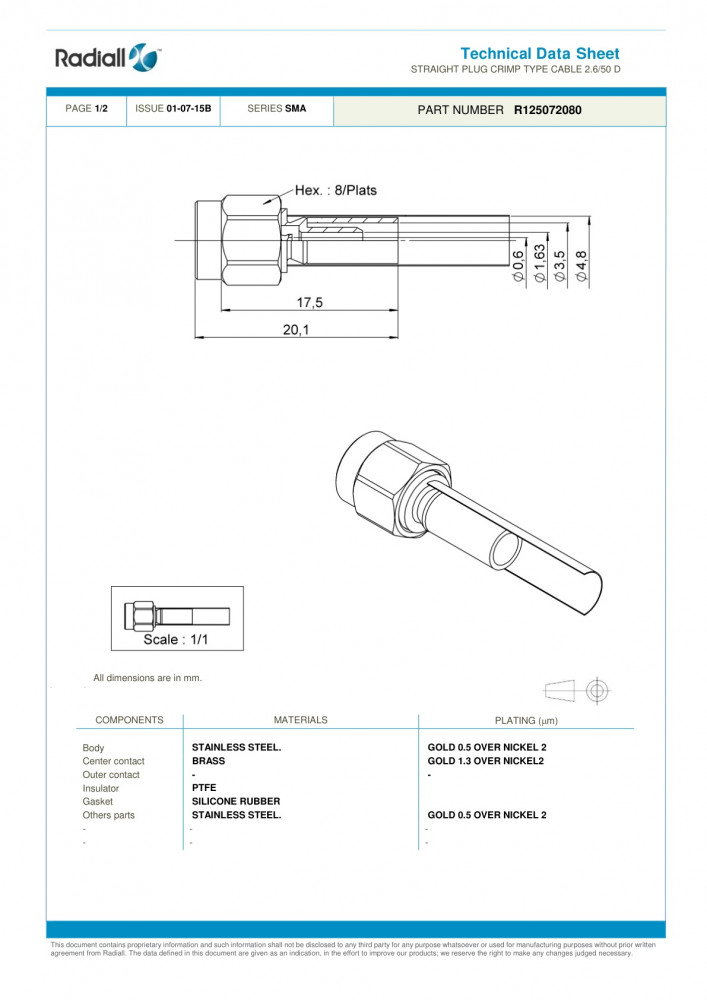 Radiall R125072080 datasheet, page 1