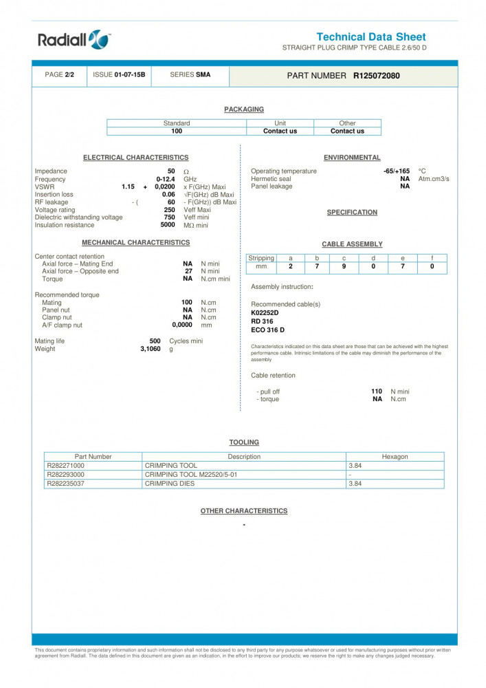 Radiall R125072080 datasheet, page 2