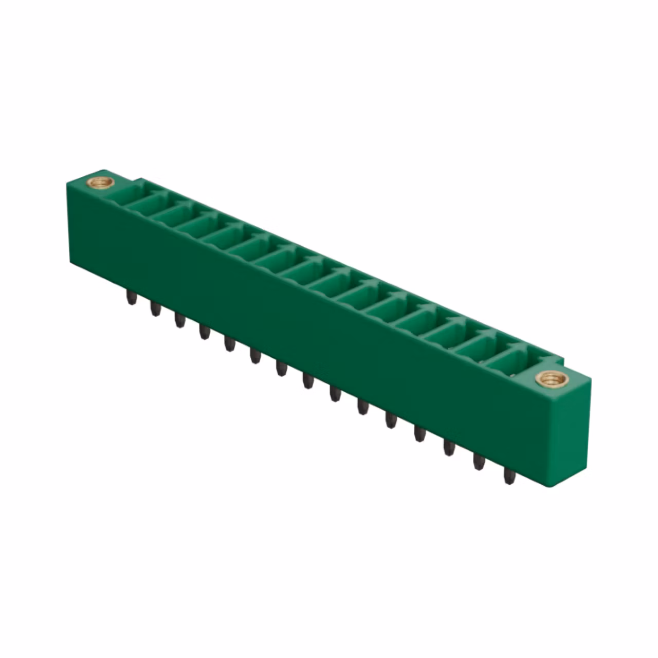 3.81mm Pitch Eurostyle Vertical PCB Header, with Threaded Retention Inserts, Green Housing, 15 Circuits for sale
