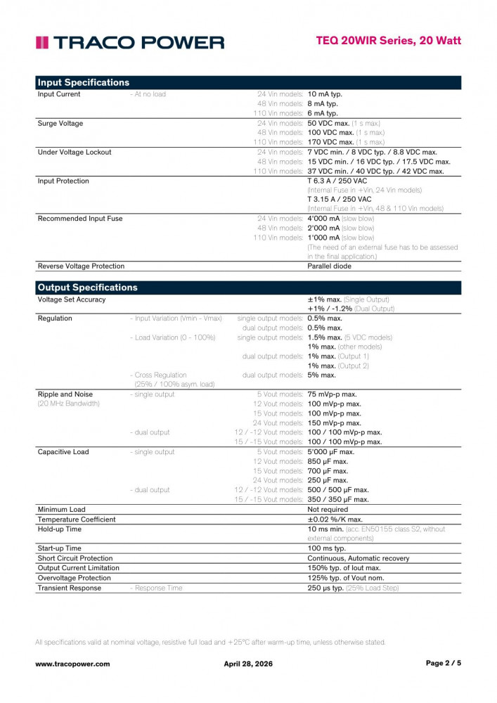 TEQ 20WIR technical document preview, page 2