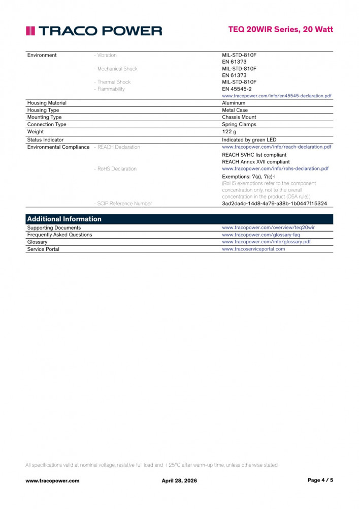 TEQ 20WIR technical document preview, page 4