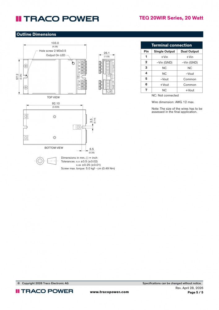 TEQ 20WIR technical document preview, page 5