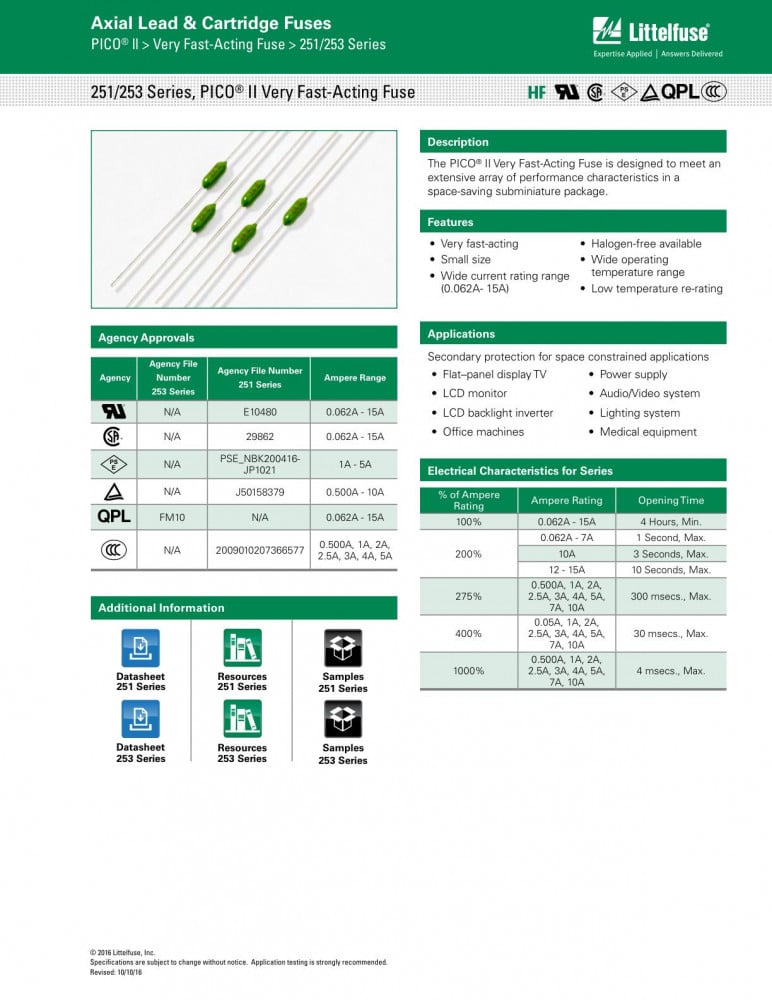 Littelfuse 251 and 253 Series datasheet page 1