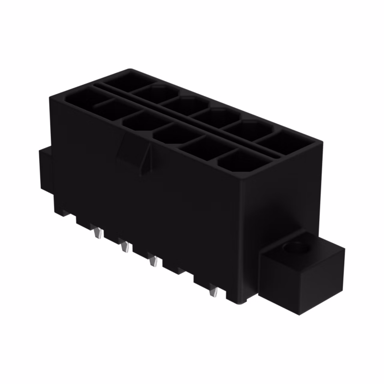 Mini-Fit Jr. First Mate / Last Break Header, 4.20mm Pitch, Dual Row, Vertical, 12 Circuits, Circuits 10 and 12 Voided, Polyester, UL94V-0, Gold (Au) Plating, Black for sale