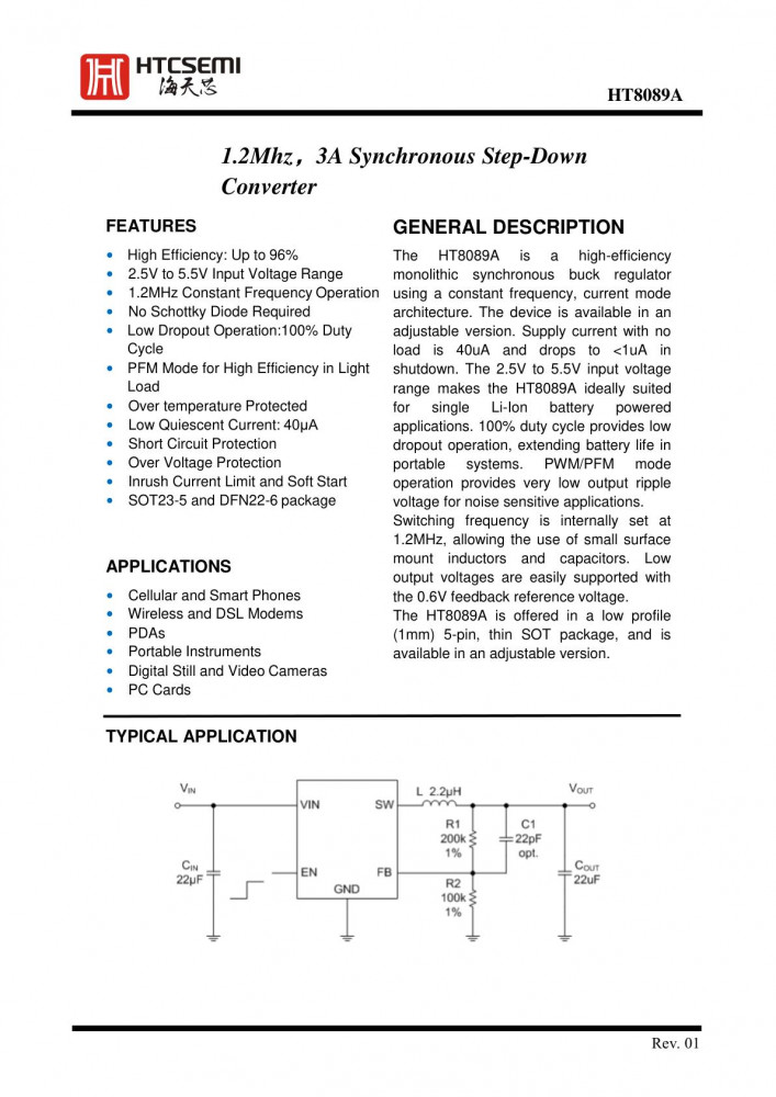 HT8089ARTZ datasheet page 1