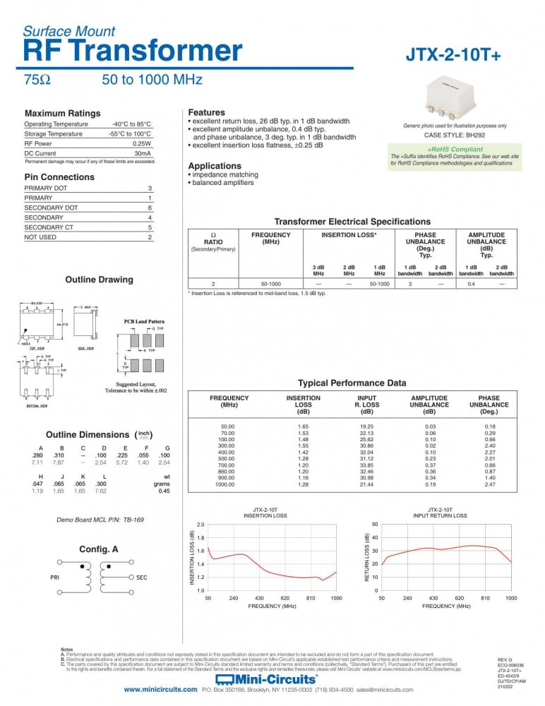 JTX-2-10T+ technical document page