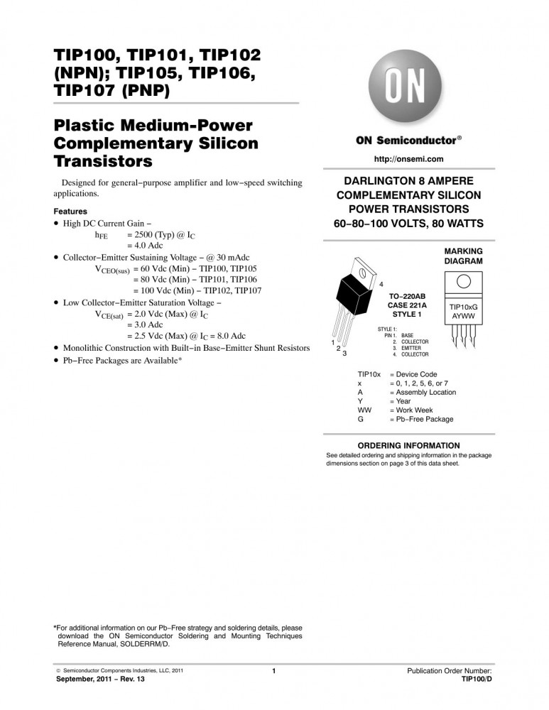 TIP102G datasheet page 1