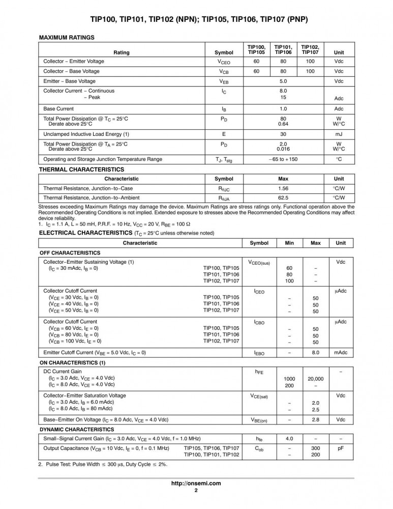 TIP102G datasheet page 2