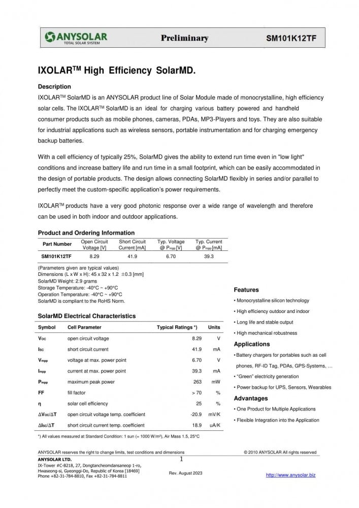 SM101K12TF technical document page 1